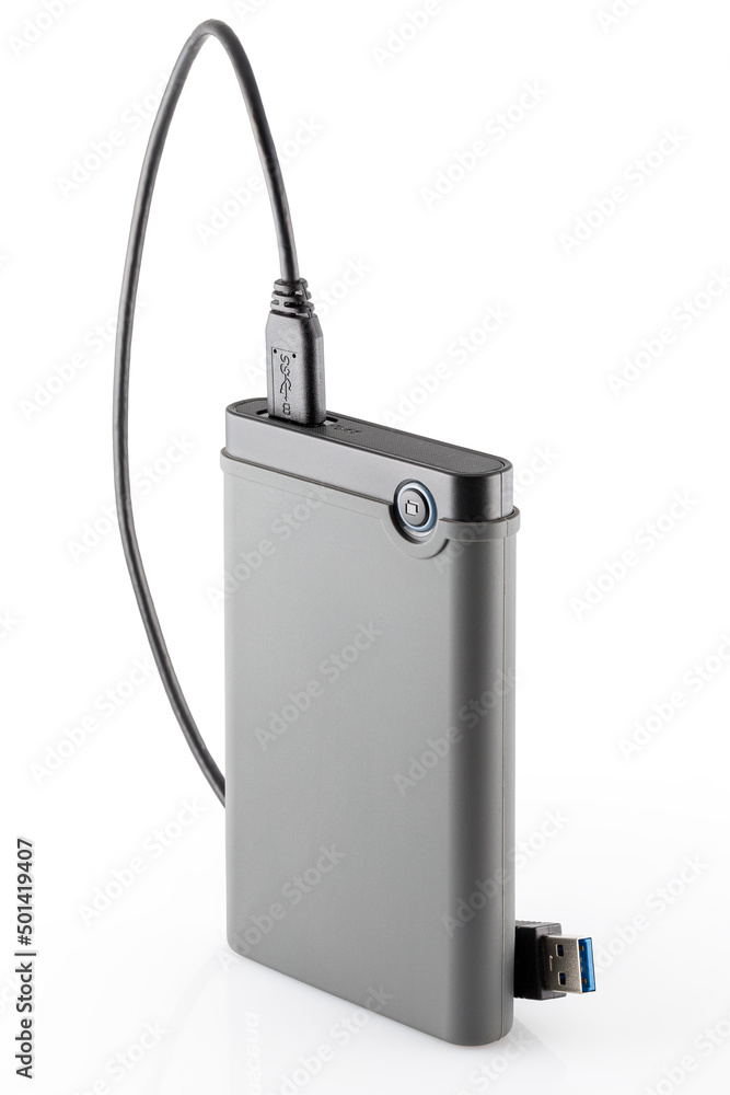 External hard drive disc with usb 3.0 cable, black. Best way of data ...