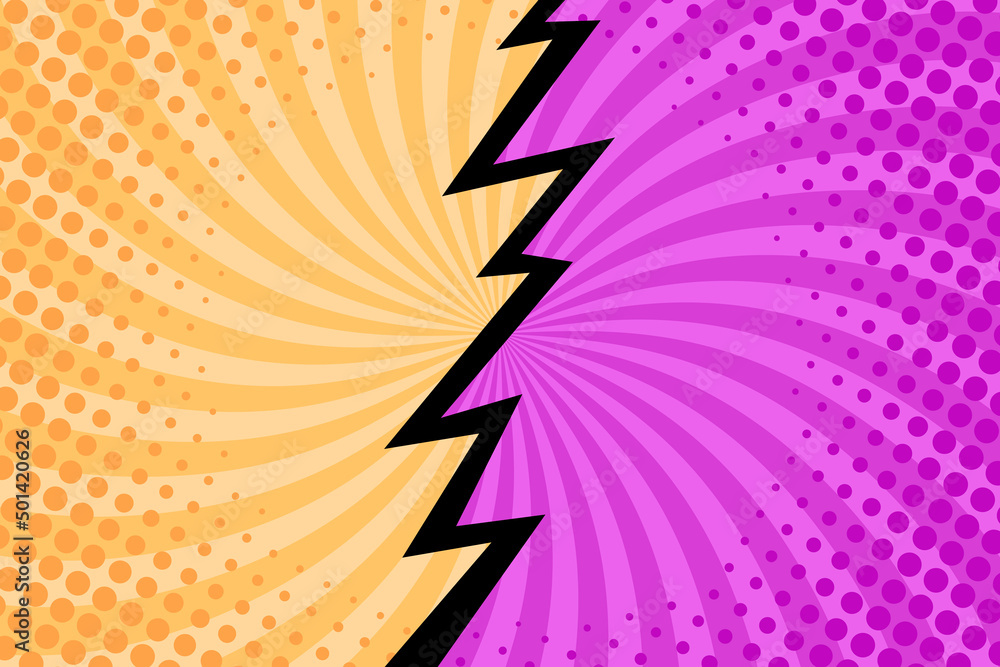 Banner split into two parts, versus. Vector background in comic book ...