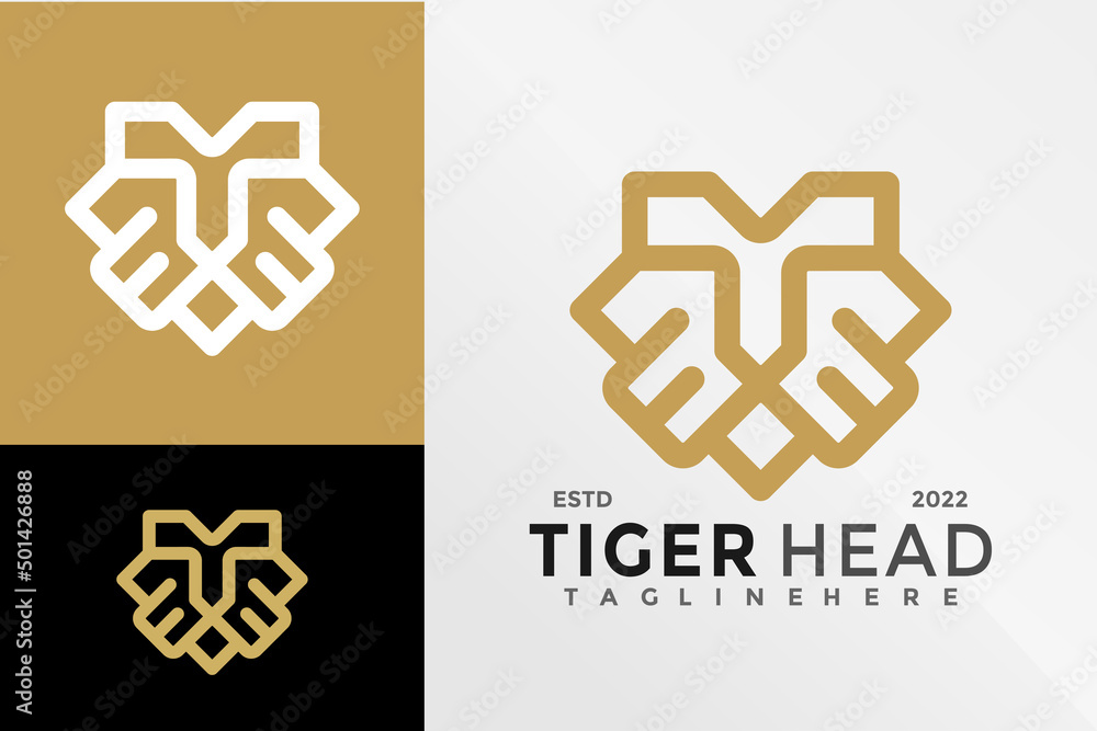 Letter T Tiger Head Logo Design Vector illustration template Stock ...