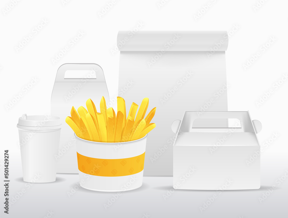 Realistic cardboard packaging set. Empty editable layouts or mockups ...