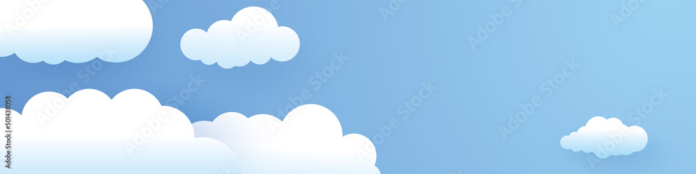 Blue sky with cloud background, Horizontal banner , paper art style ...