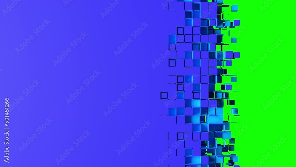 Blue square cells form a shutter that goes to the left, hide green ...