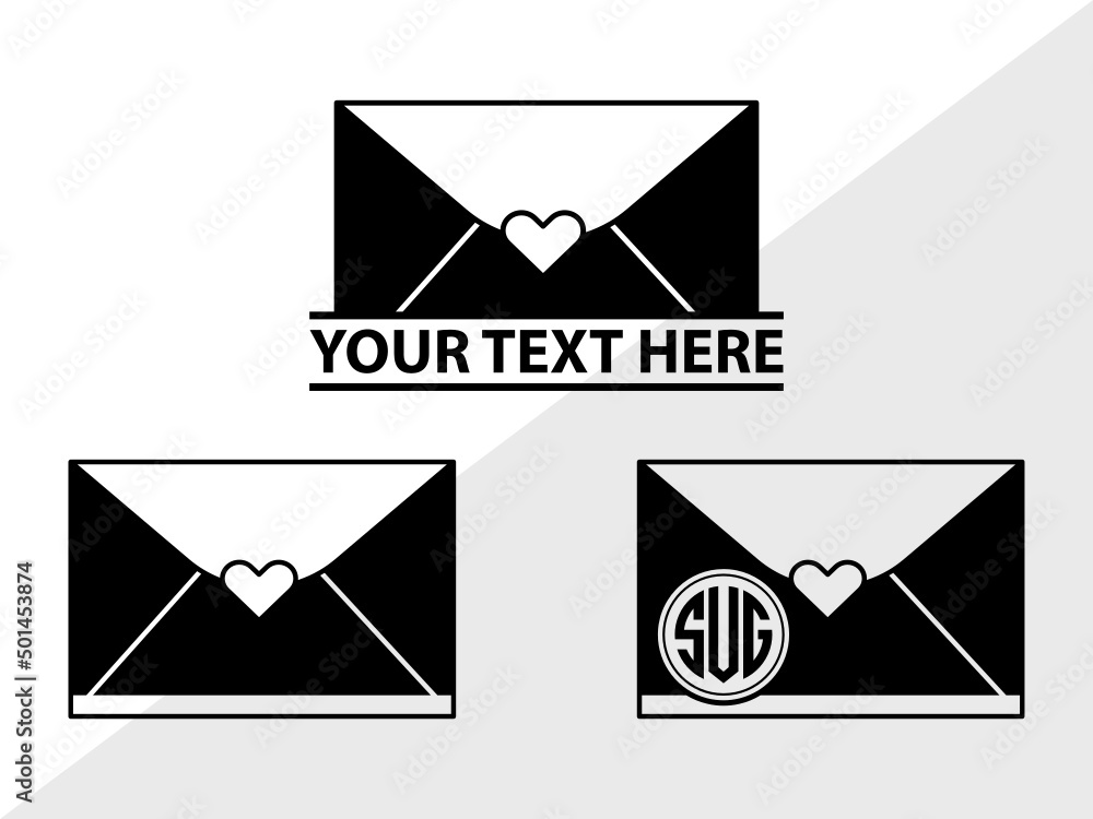 Envelope Monogram SVG | Mail Svg | Heart Envelope Svg | Mailing Svg ...