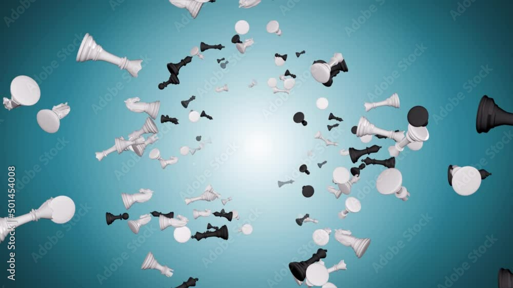 Game of Chess. Chess Pieces Falling Loop Animation Backgrounds. 4K 3D ...