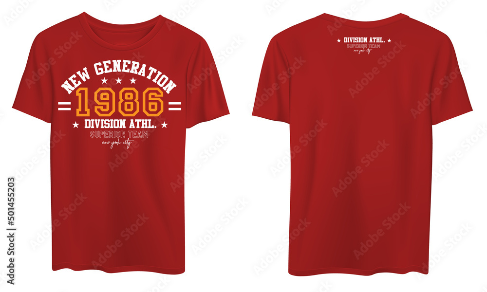 red t shirt design vector mockup illustration typography Stock Vector ...