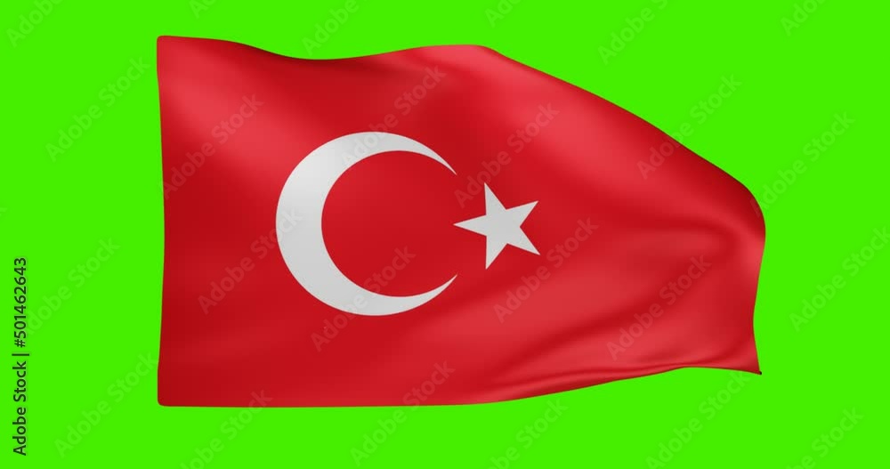 4K 3D Seamless loop animation of the Turkish flag. Accurate dimensions ...