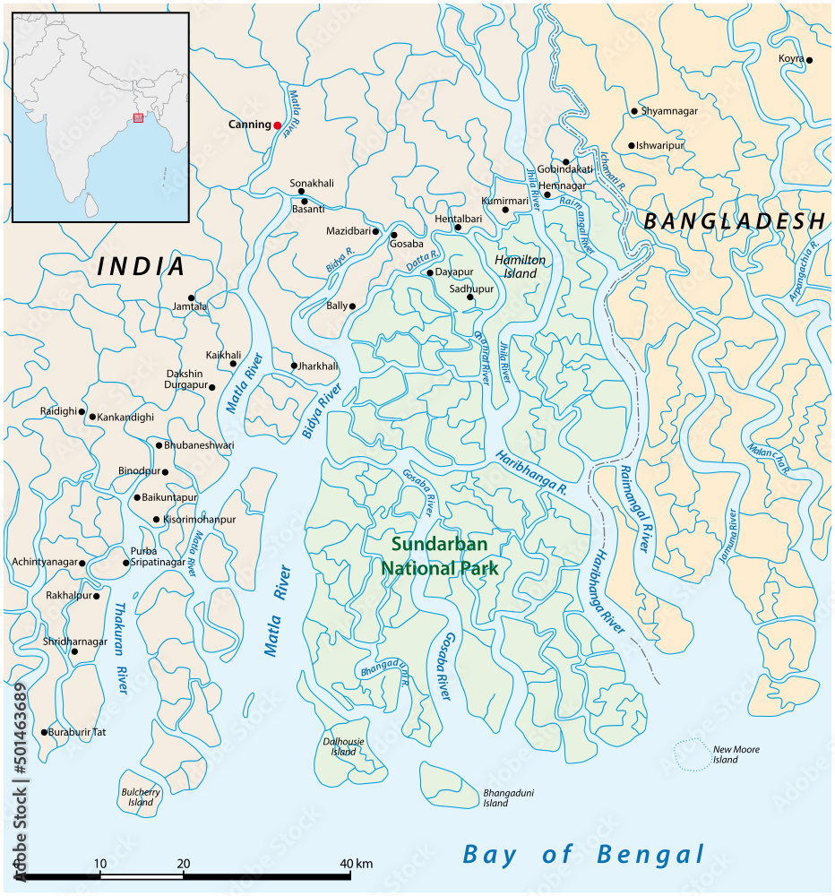 vector map of india national park sundarban Stock Vector | Adobe Stock