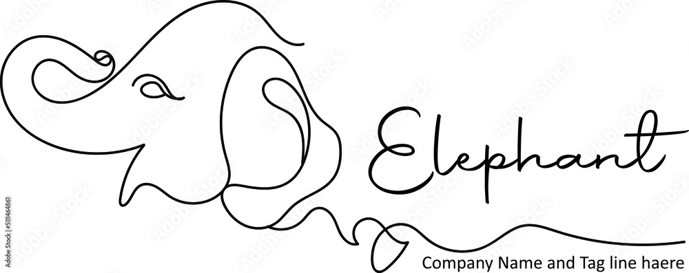 Vetor de Outline sketch drawing of Elephant Face, Line art illustration ...