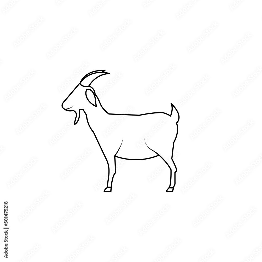 Goat outline vector illustration isolated on white background Stock ...