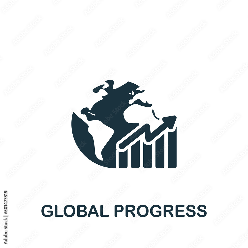 Global Progress icon. Monochrome simple Business Training icon for ...