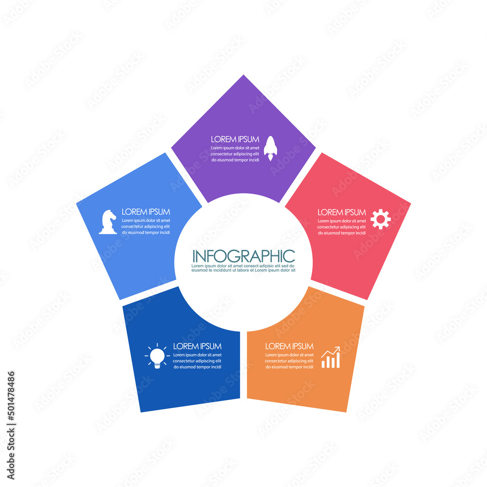 Five parts presentation and chart infographic Stock Vector | Adobe Stock