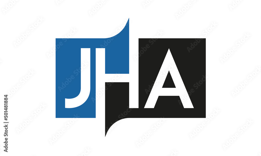 JHA Square Framed Letter Logo Design Vector with Black and Blue Colors ...