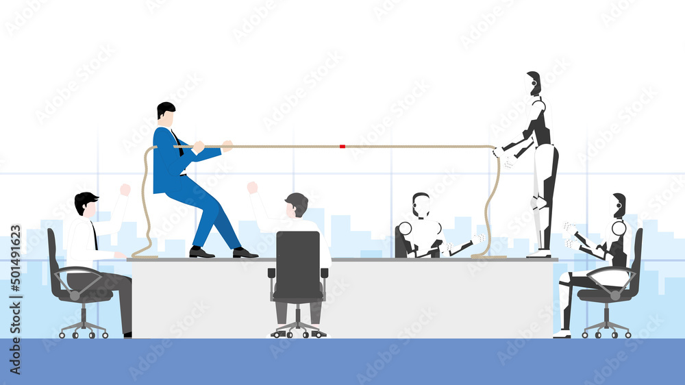 Business competition and cyber technology confrontation concept. A ...