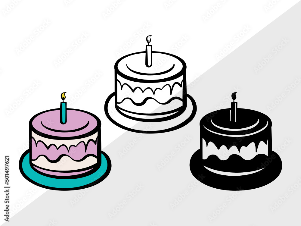 Vecteur Stock Birthday Cake Svg Cut File Birthday Cake Svg Cupcake