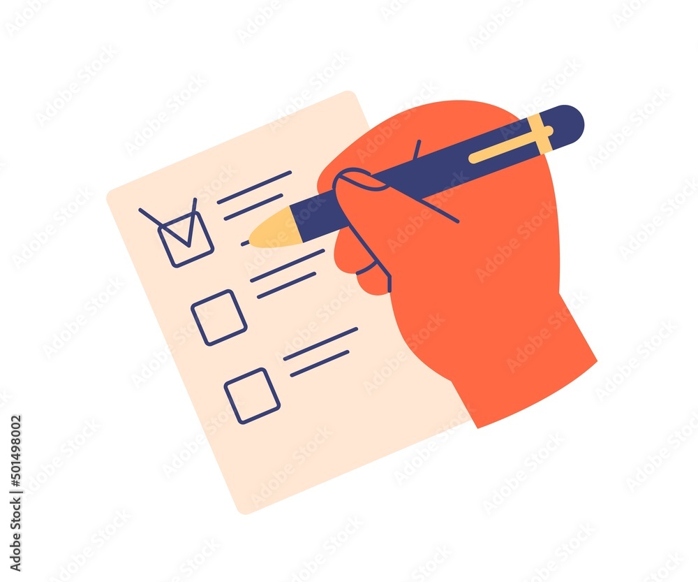 Hand with pen ticking done tasks with mark in check box of to do list ...