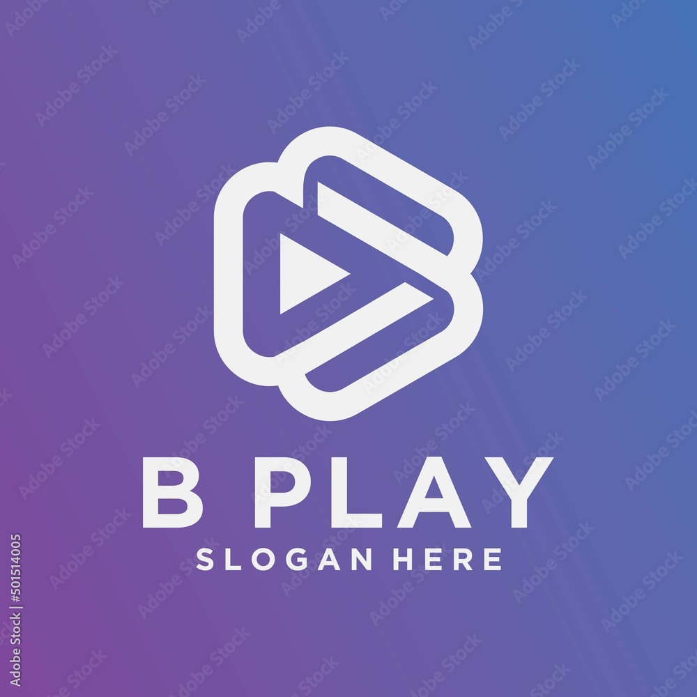 B logo multimedia and play logo technology and digital connection ...