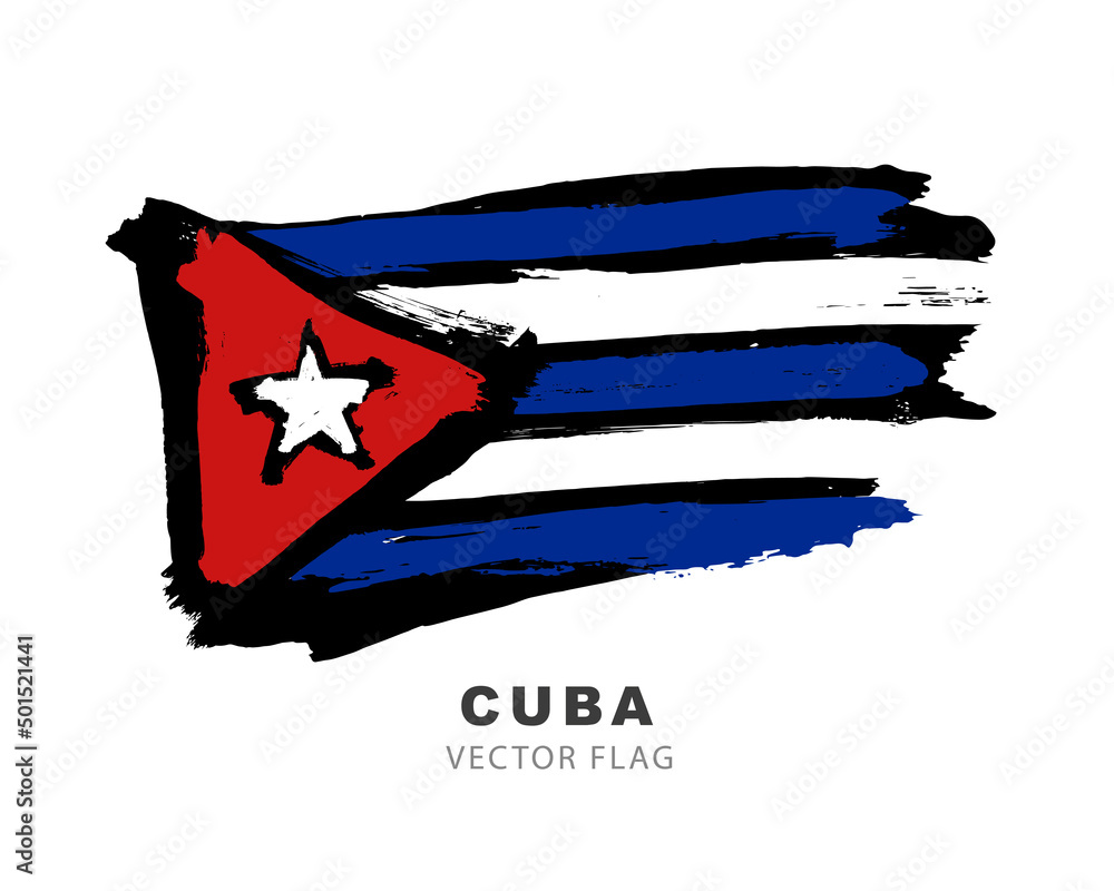 Flag of Cuba. Colored brush strokes drawn by hand. Vector illustration ...