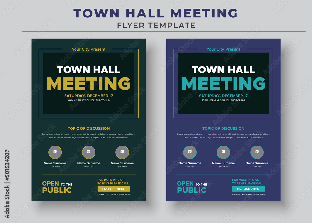 Town Hall Meeting Flyer Templates, City Hall Flyer and Poster Stock ...