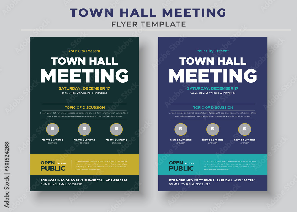 Town Hall Meeting Flyer Templates, City Hall Flyer and Poster Stock ...