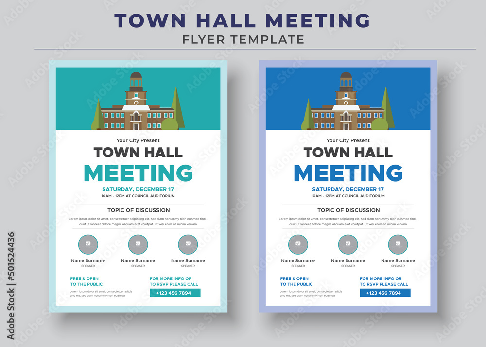 Town Hall Meeting Flyer Templates, City Hall Flyer and Poster Stock ...