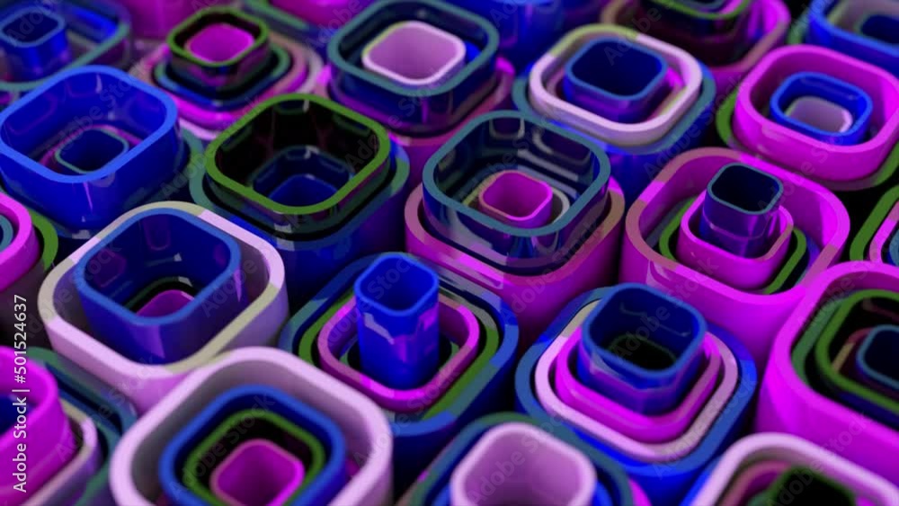 Telescopic tubes are lowered and raised. The tubes change shape from ...