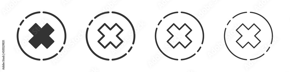 Cross icons collection in two different styles and different stroke ...