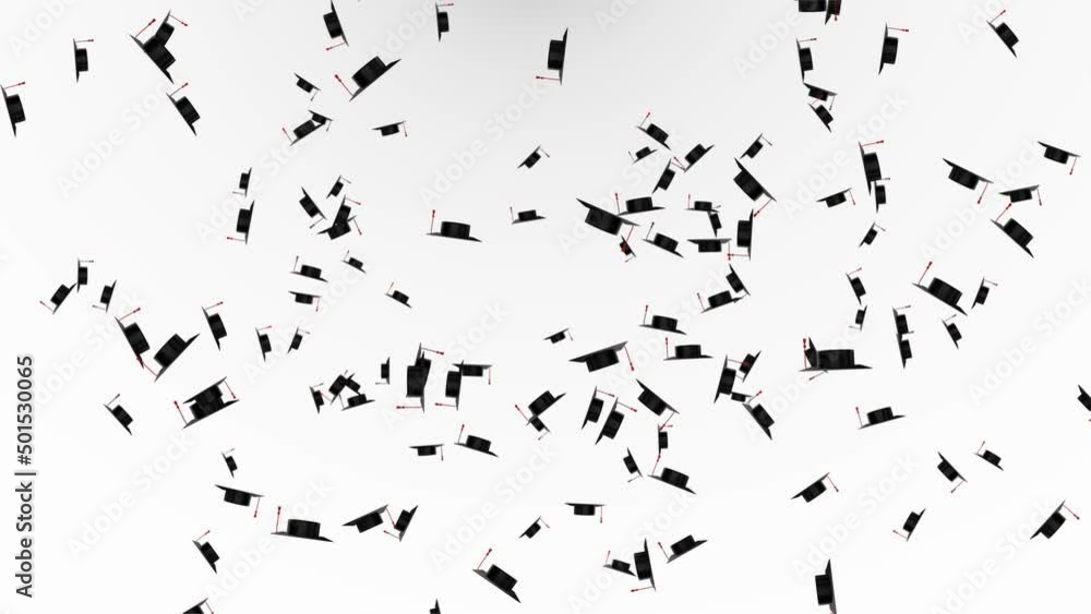 Animation of graduation college university hats being thrown in the air ...