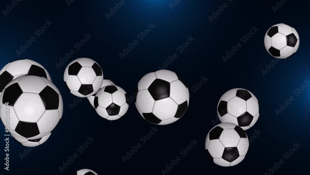 4K 3D animation soccer ball. Ball rotated loop on Falling green screen ...