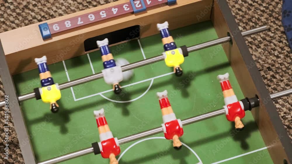 Goal. Table football game. Cutting the same moments. Happy time of fun ...