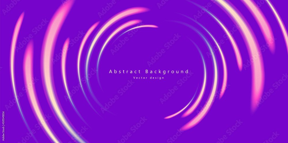 Abstract violet background with lights moving by circle radius creating ...