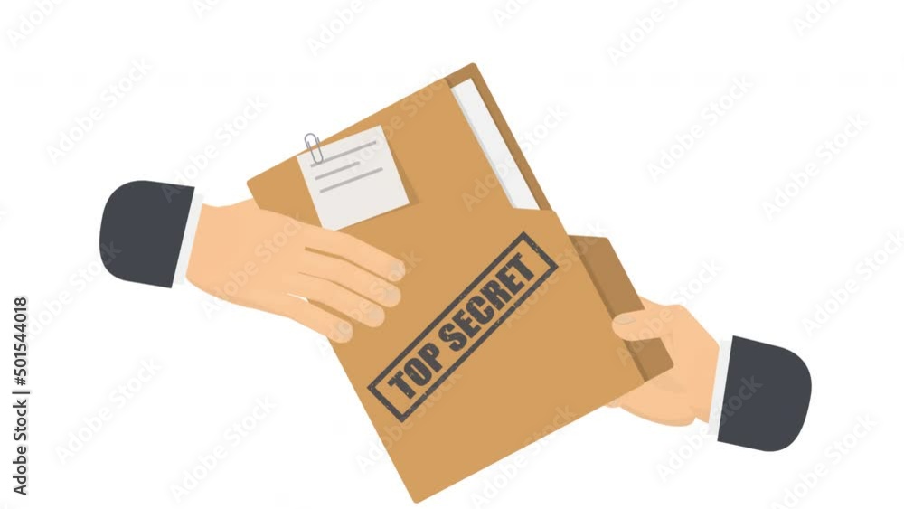 Folder with secret documents. Animation of confidential information ...