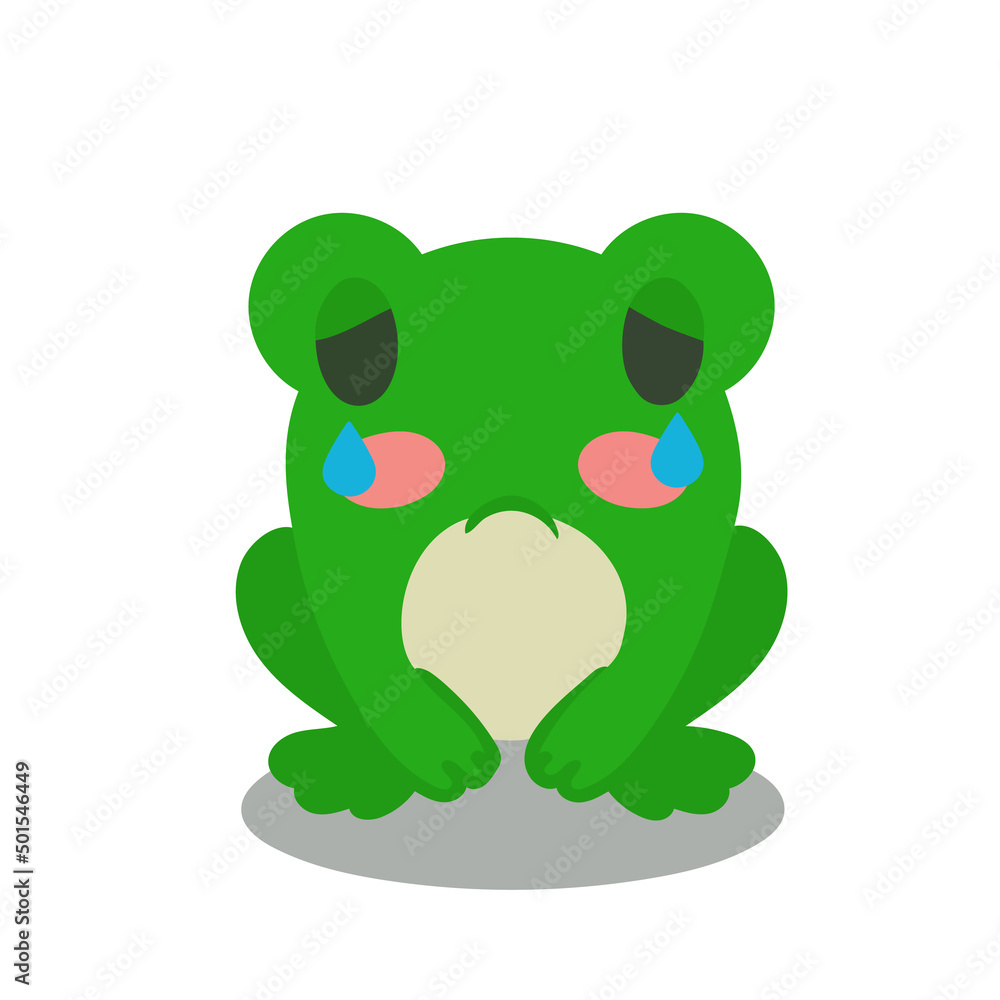 Sad frog crying. Frog sitting. Vector illustration isolated on white ...