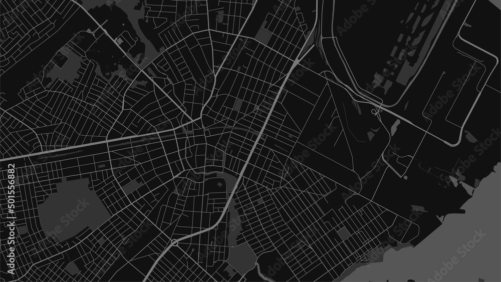 Urban city map of Elizabeth. Vector poster. Black grayscale street map ...