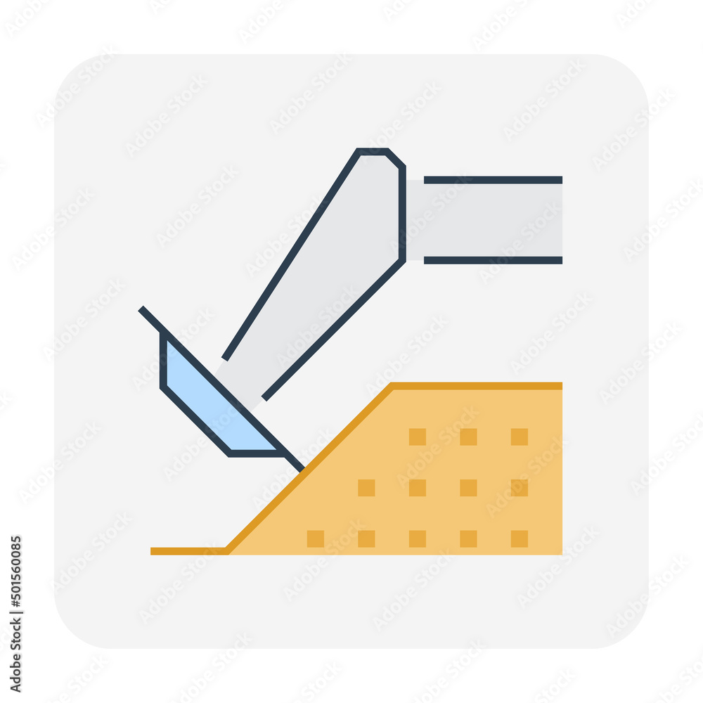 Soil nail wall construction, installation details vector icon with nail ...
