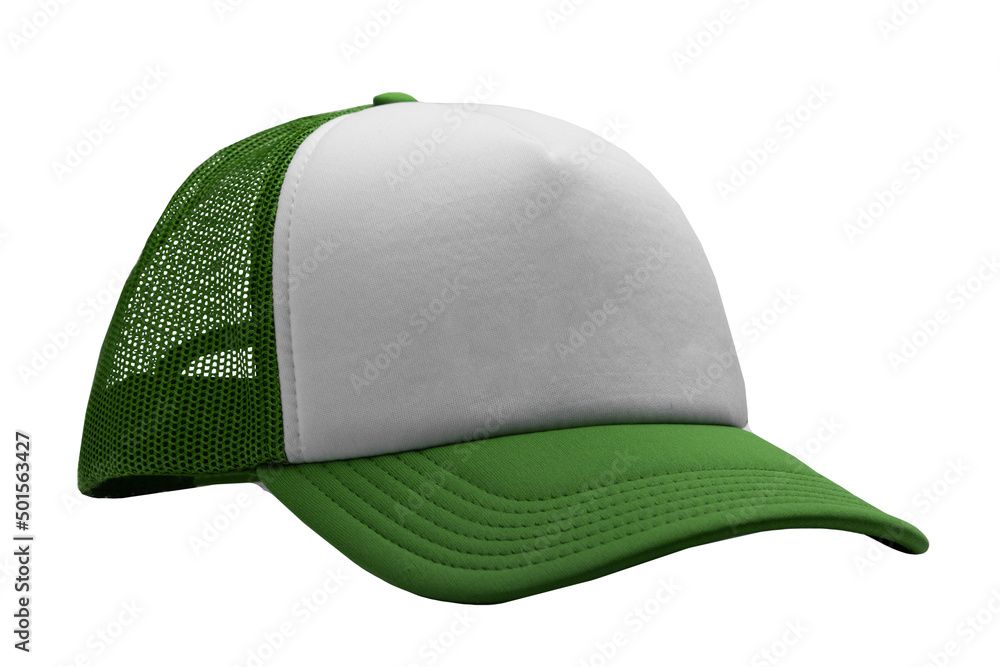 Dark green Trucker cap isolated on white background. Basic baseball cap ...