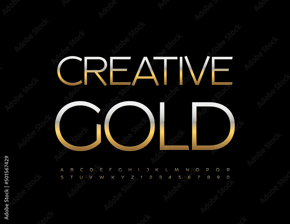 Vector Creative Gold Font. Exclusive Alphabet Letters, Numbers and ...