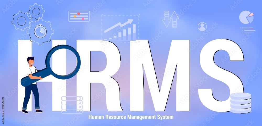 HRMS Human Resource Management System acronym Business concept background vector illustration ...