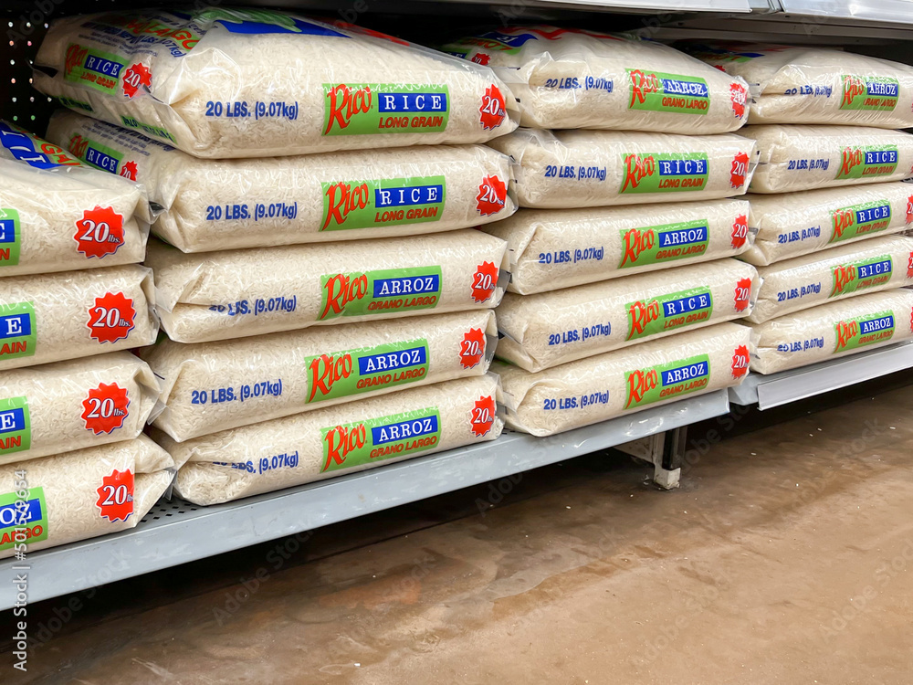 Orlando, FL, USA - January 25, 2022: Rico Long Grain Rice, 20 lbs bags ...