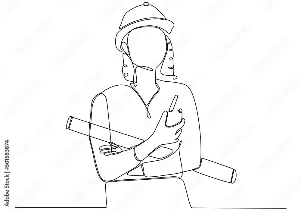 One continuous line drawing the young foreman of the manager ...