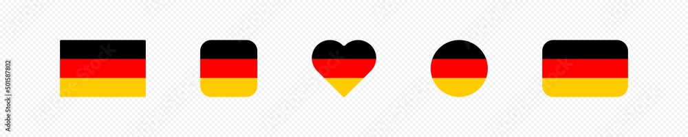 Germany flag icon set. National german flag, circle, square logo in ...
