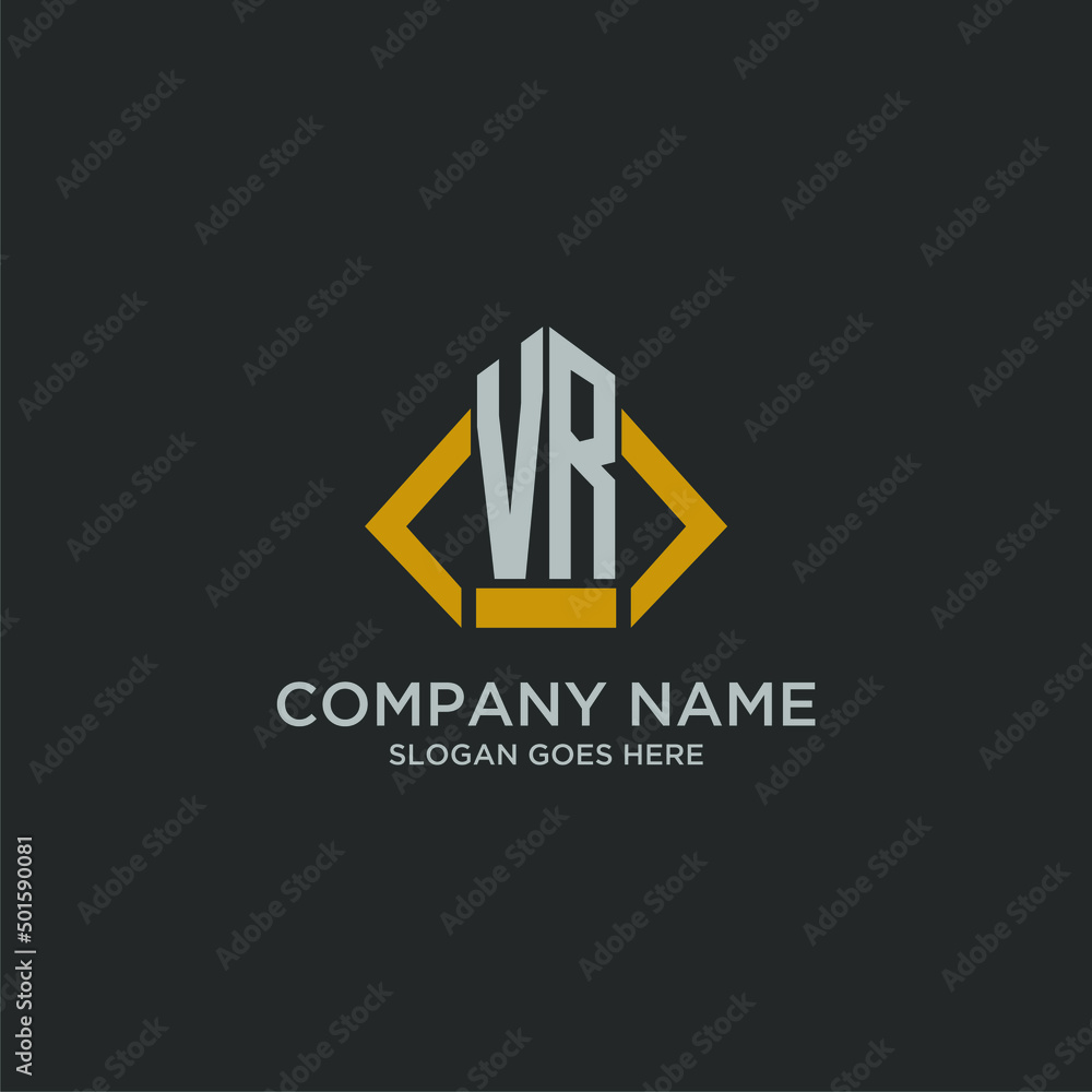VR initial monogram logo for real estate with building style Stock ...