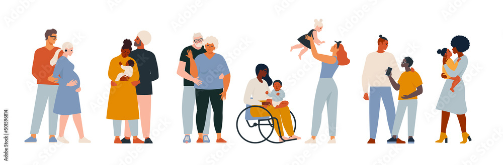 Group of different people joined the happiness. The choice of the ...