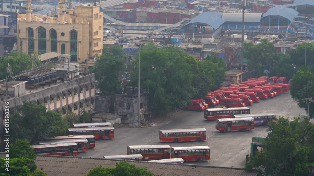 Bandra west bus depot early morning top view shot Bandra BEST Bus Depot ...