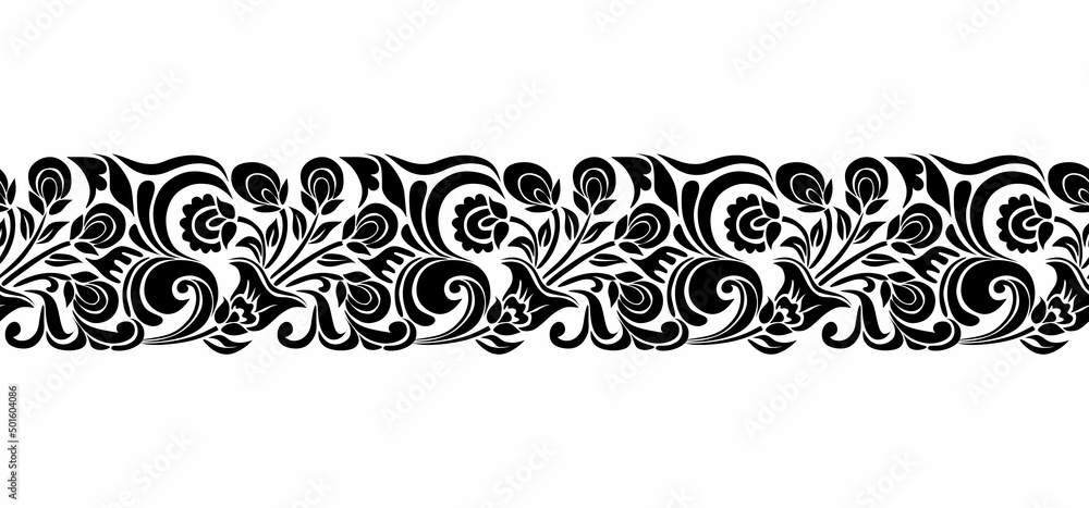 Seamless black and white border design element. Stock Illustration ...