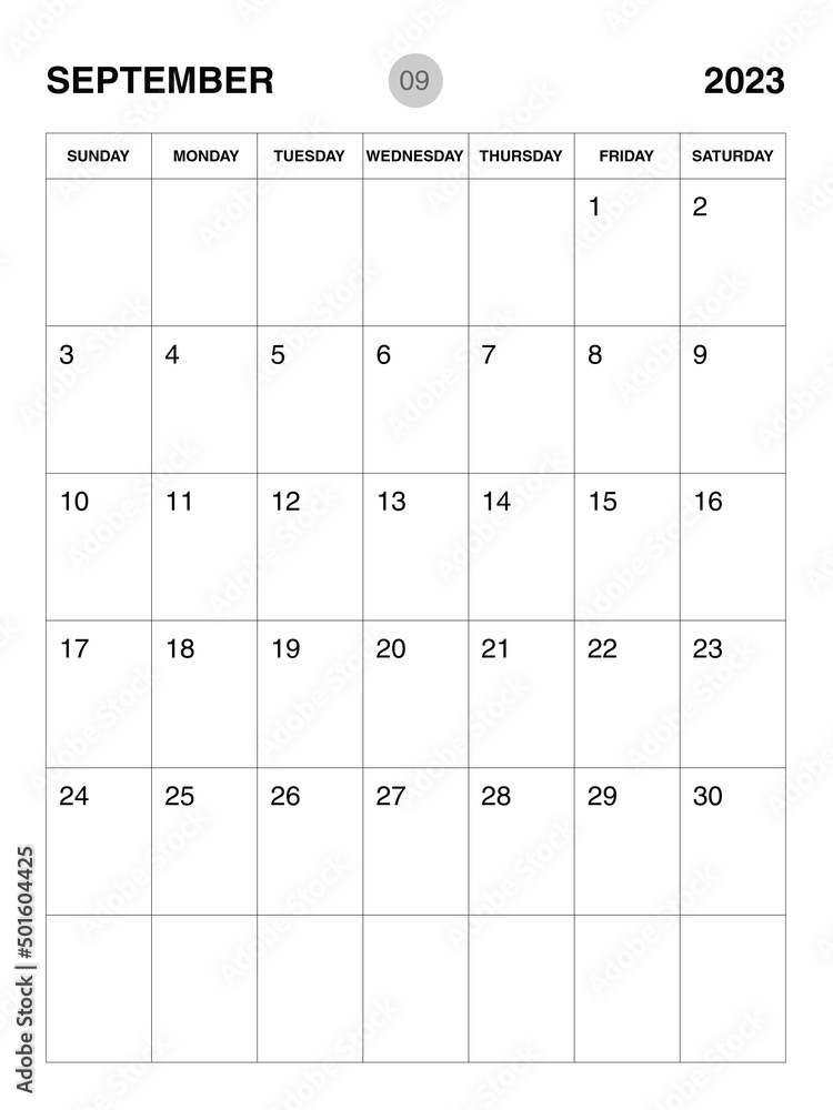 September 2023 year planner template, calendar 2023 desgin, monthly and ...