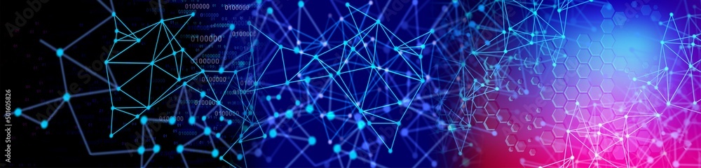 binary circuit cogs global technology banner background.Abstract ...