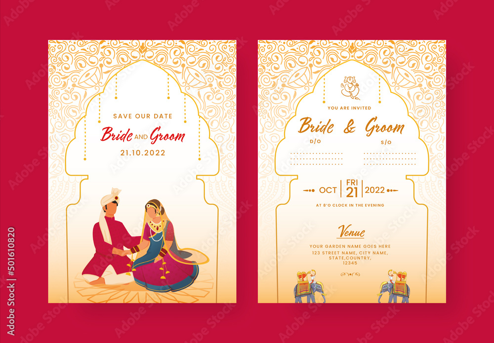 Indian Wedding Card or Invitation Card Template for Hindu Customs ...