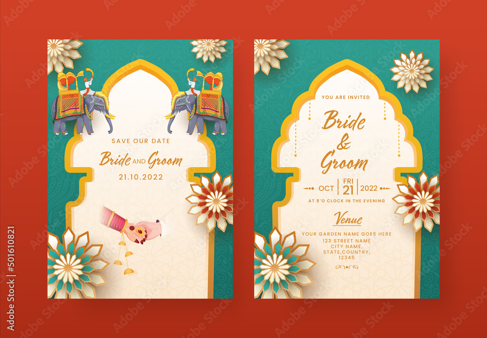 Indian Wedding Card or Invitation Card Template for Hindu Customs ...