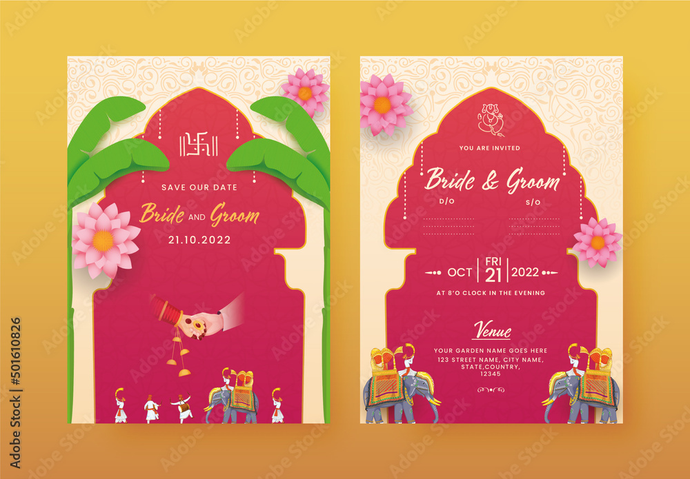 Indian Wedding Card or Invitation Card Template for Hindu Customs ...