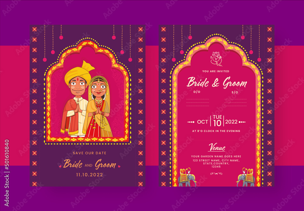 Indian Wedding Card or Invitation Card Template for Hindu Customs ...